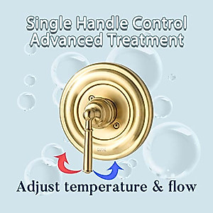 Bathroom Shower Only Faucet with Valve Brushed Gold, DAYONE Wall Mounted Shower Fixtures Complete Mixer, Single Function Shower Trim Kit Set, DAY152BTG
