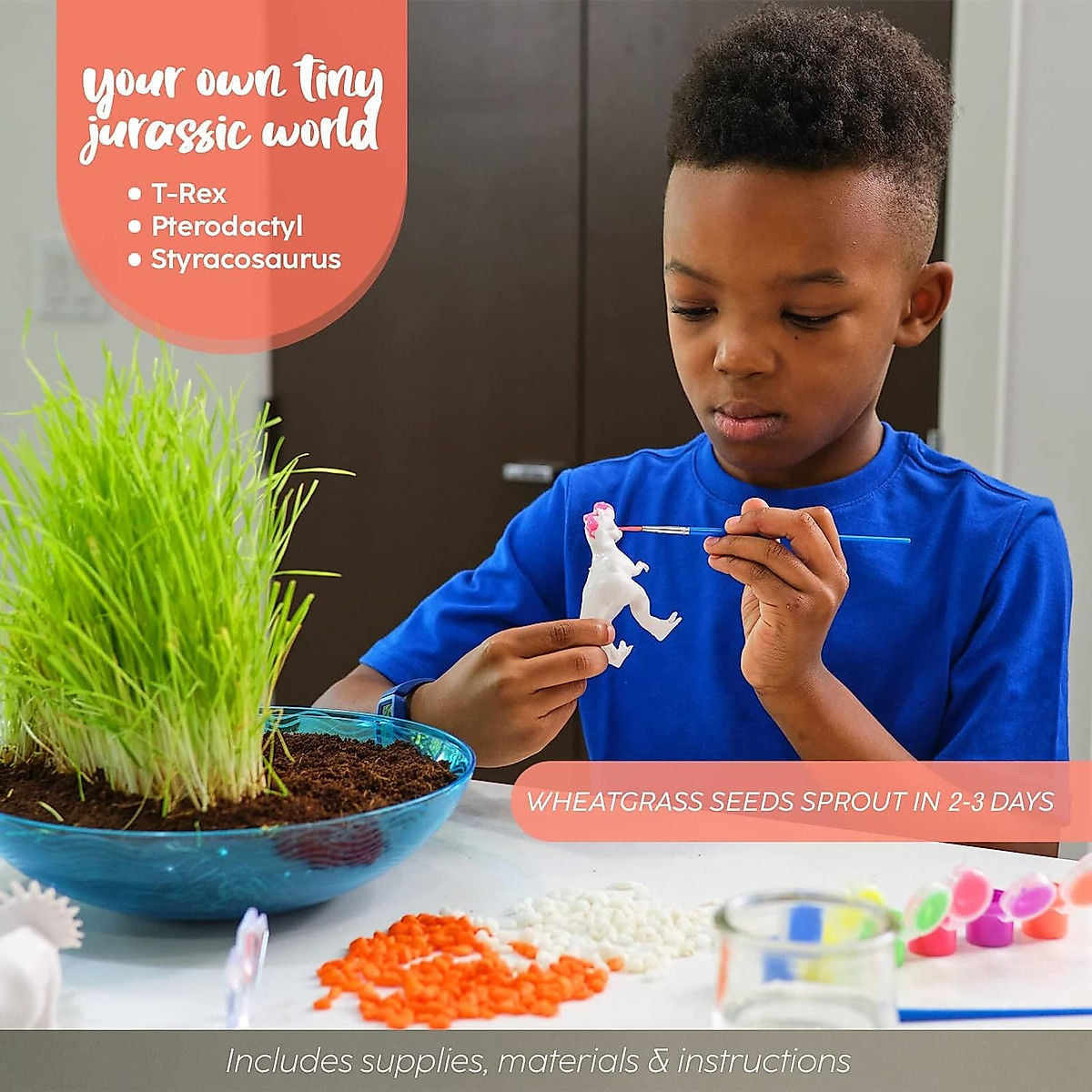 Bryte Light Up Dinosaur Terrarium Kit for Kids - Dino Habitat with Real Plants, Figurines, Volcano & LED Lights, DIY Science Kit, STEM & Arts Crafts Toys, Birthday Gifts for Boys Aged 4-12 yrs