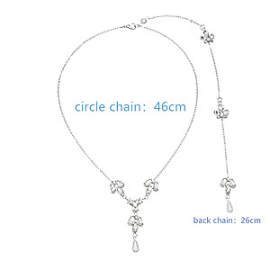 YERTTER Wedding Bridal Back Necklace Silver Rhinestone Backdrop Necklace Body Chain Crystal Wedding Prom Brithday Party