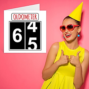 Stuff4 Fun 65th Birthday Cards for Men Woman - Oldometer - Happy Birthday Card for Dad Mom Grandpa Nanny Grandma Gran Uncle Aunt Cousin, 5.7 x 5.7 Inch Greeting Cards, 65th Birthday Card