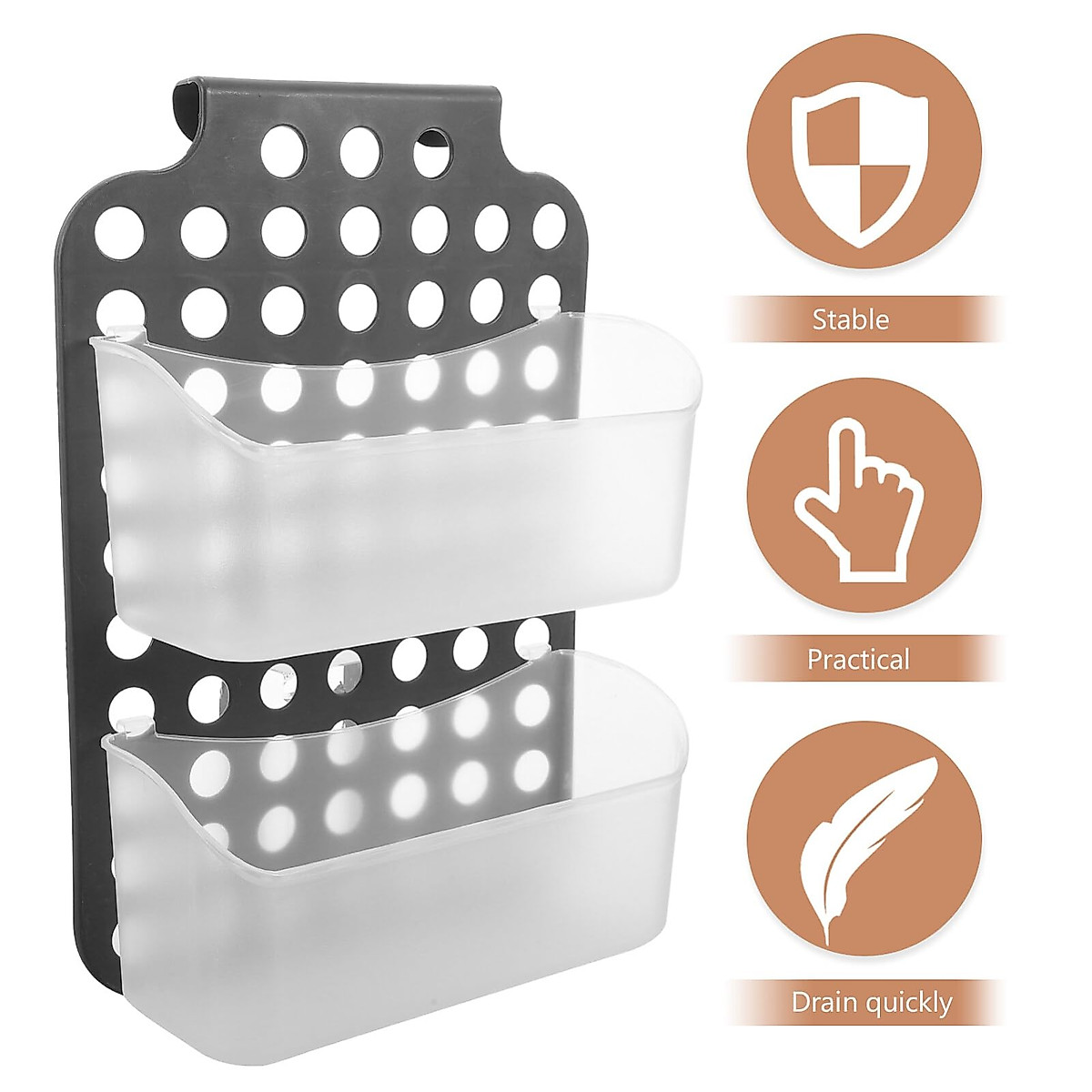 Cabilock Shower Organizer Bathroom Organizer,bathroom Wall Storage Basket Double Layer Adjustable Hanging Shampoo Basket