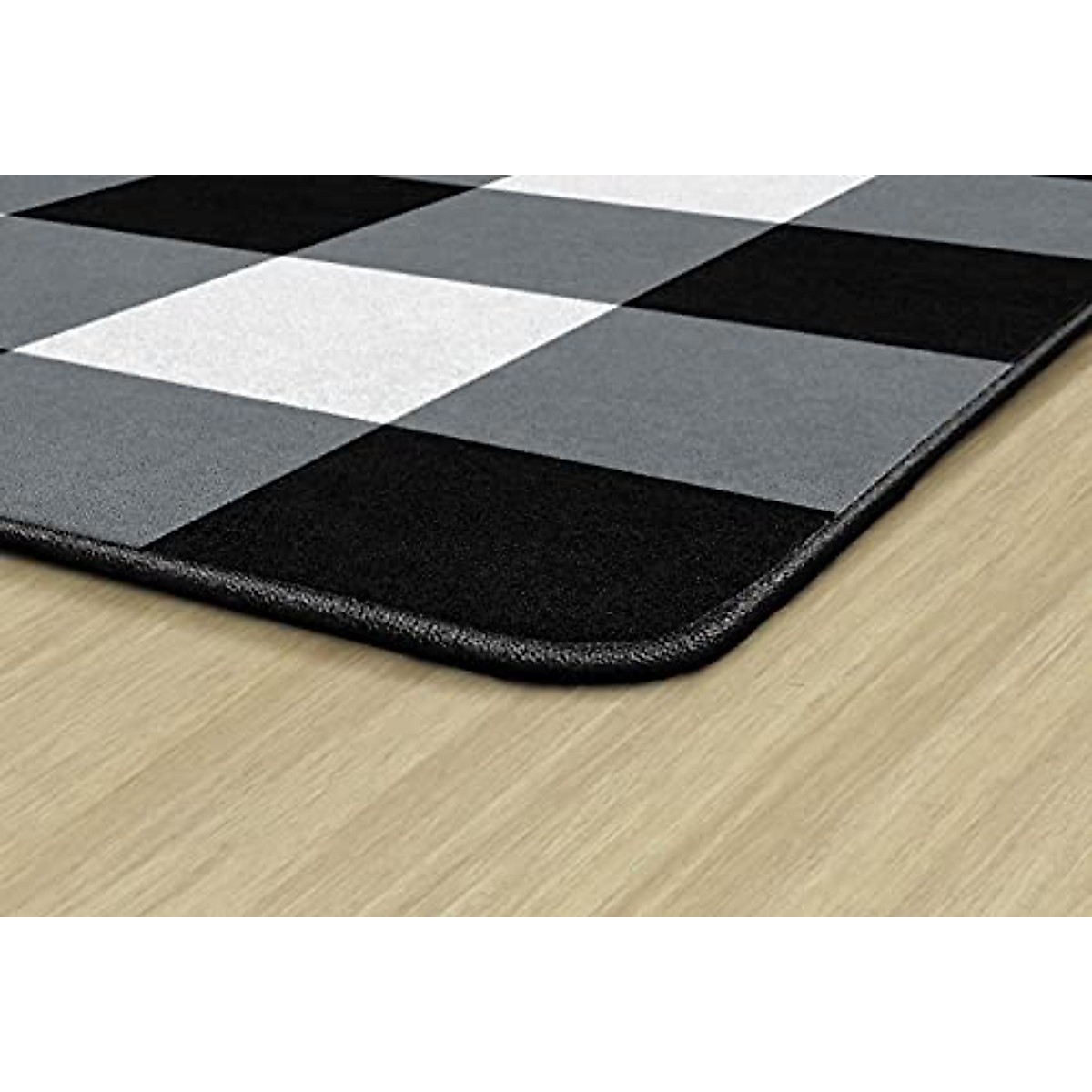 Flagship Carpets Schoolgirl Style Industrial Chic Black & White Buffalo Check Classroom Area Rug for Indoor Classroom Learning or Kid Bedroom Educational Play Mat, 7'6" x 12'
