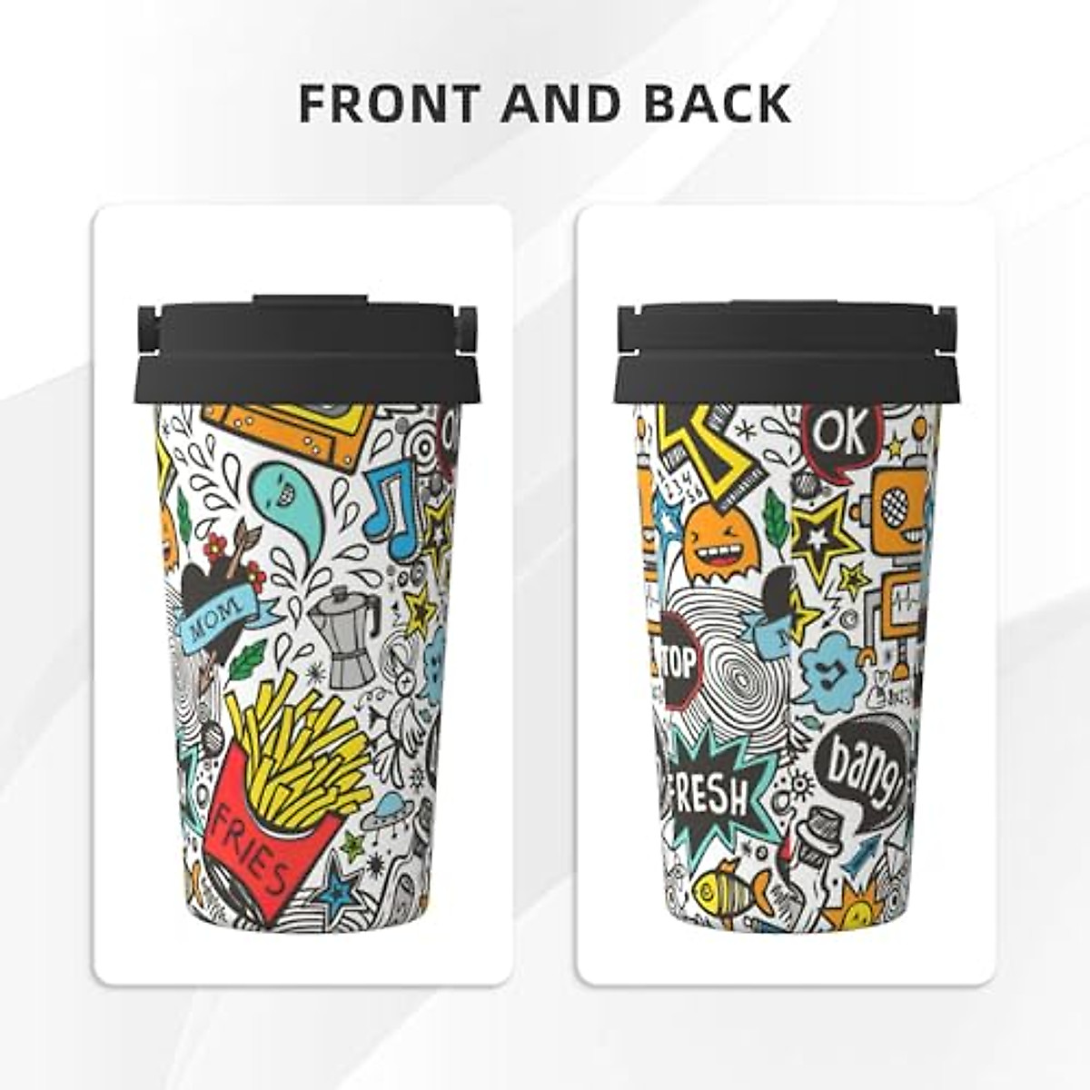 WANGXUEE comic art Print 500ml Stainless Steel Travel Tumbler Double Wall Vacuum Insulated Coffee Mug