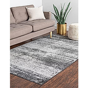 Unique Loom Del Mar Collection Area Rug - Lucille (5' 3" x 8' Rectangle, Dark Gray/ Ivory)