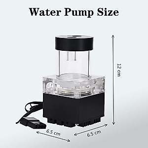 800L/H 8W 7V Water Cooling Pump with 4 Meters Pump Head & LED Power Indicator G1/4 Thread Fast Heat Dissipation CPU Cooling System (12cm Black)