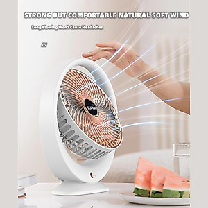 Chchmu USB Desk Fan 8in Desktop Table Fans Personal Quiet Fan with Strong Airflow Portable & Suspensable Cooling Fan with Head Adjustable for Home Bedroom Office Table & Desktop, Gold