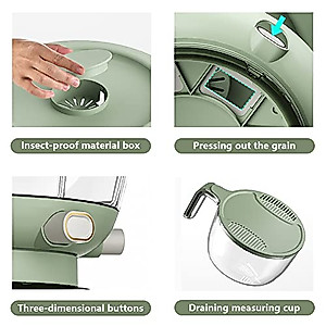 40lb Rice and Grain Storage Container, 360° Rotating Food Dispenser Measuring Cylinder with Lid Moisture Resistant Household, Airtight Storage of Black Rice, Yellow Rice and Other Small Beans