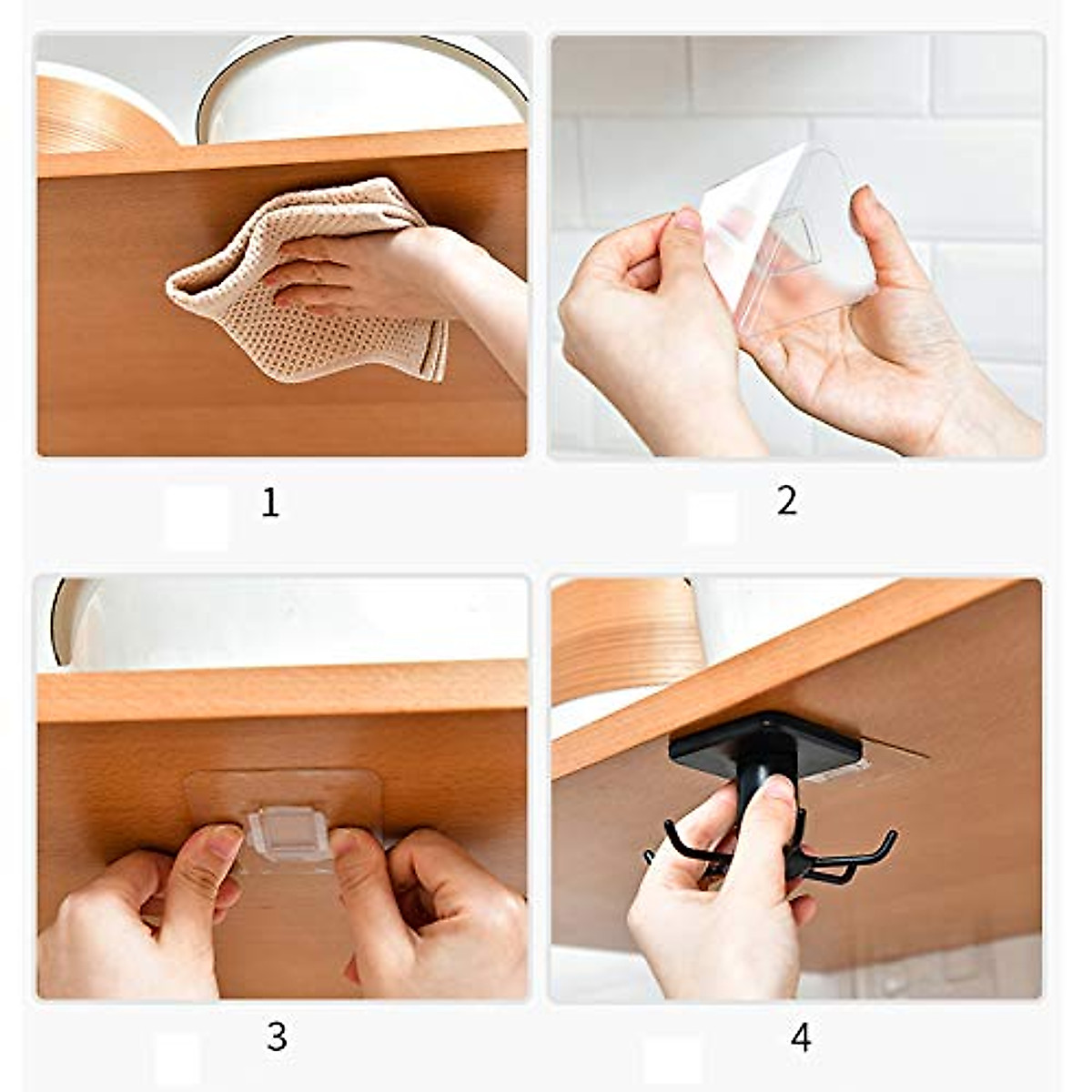 LING Home Storage Hooks, Wall-Mounted Utensils Hanger, Adjustable Rotating Hooks, Under Cabinet Utensil Holder Hanger Hook for Kitchen and Bathroom 3 Pack