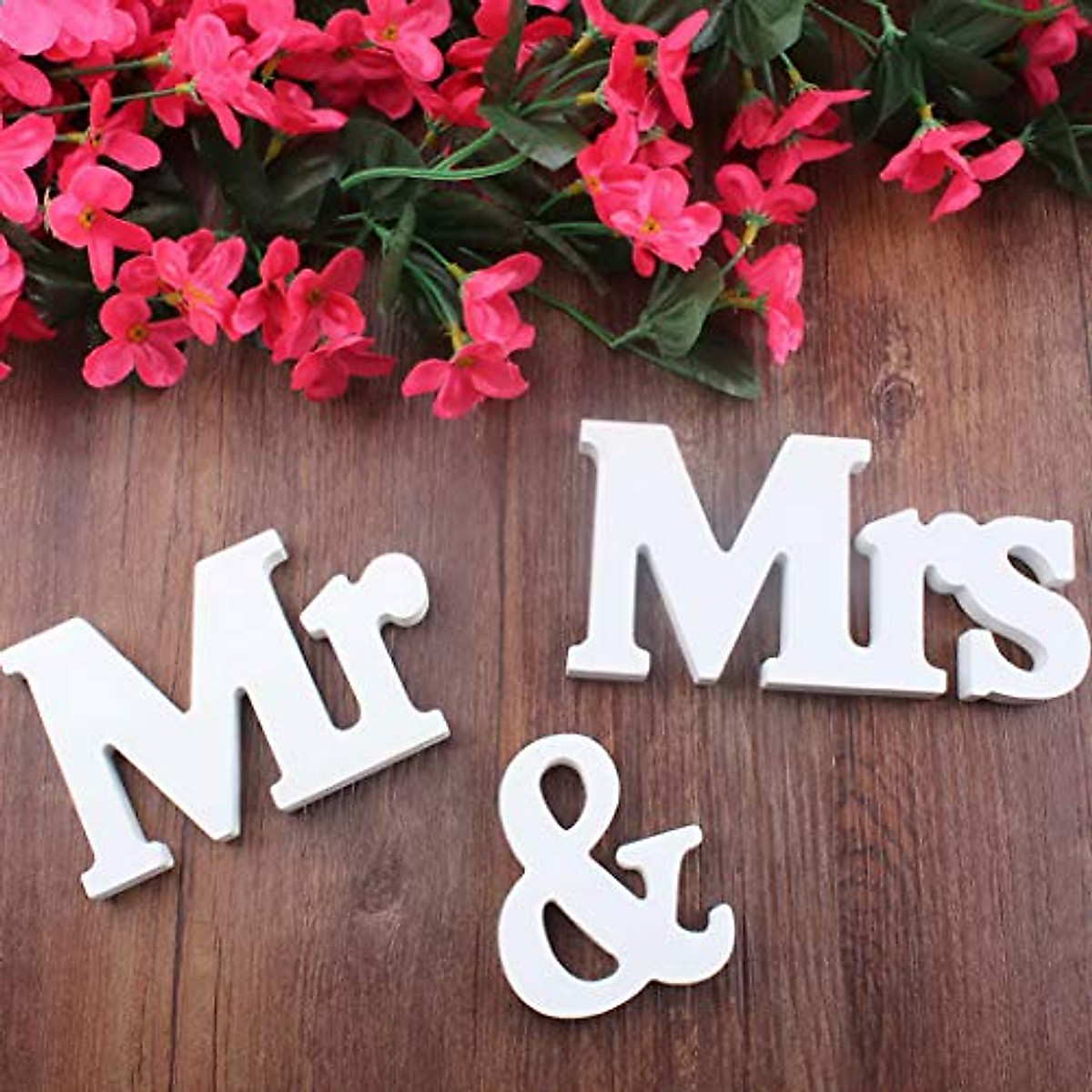 IronBuddy Mr Mrs Sign Letters 3D White Wooden Letters Decoration Wooden Mr and Mrs Letters for Party Wedding Table Decoration Photo Props (White)