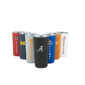 Decorvo Officially Licensed Collegiate Stainless Steel Tumbler - Double Walled Insulated Travel Thermos with Slide Lid - 18 oz (Alabama Logo - Black)