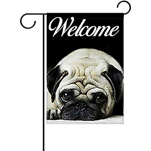 HOOSUNFlagrbfa Cute Pug Garden Flag, Custom Holiday Celebrate Garden Decor Flag,12"x18" Polyester Double Sided