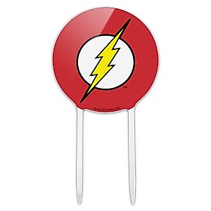 Acrylic The Flash Lightning Bolt Logo Cake Topper Party Decoration for Wedding Anniversary Birthday Graduation