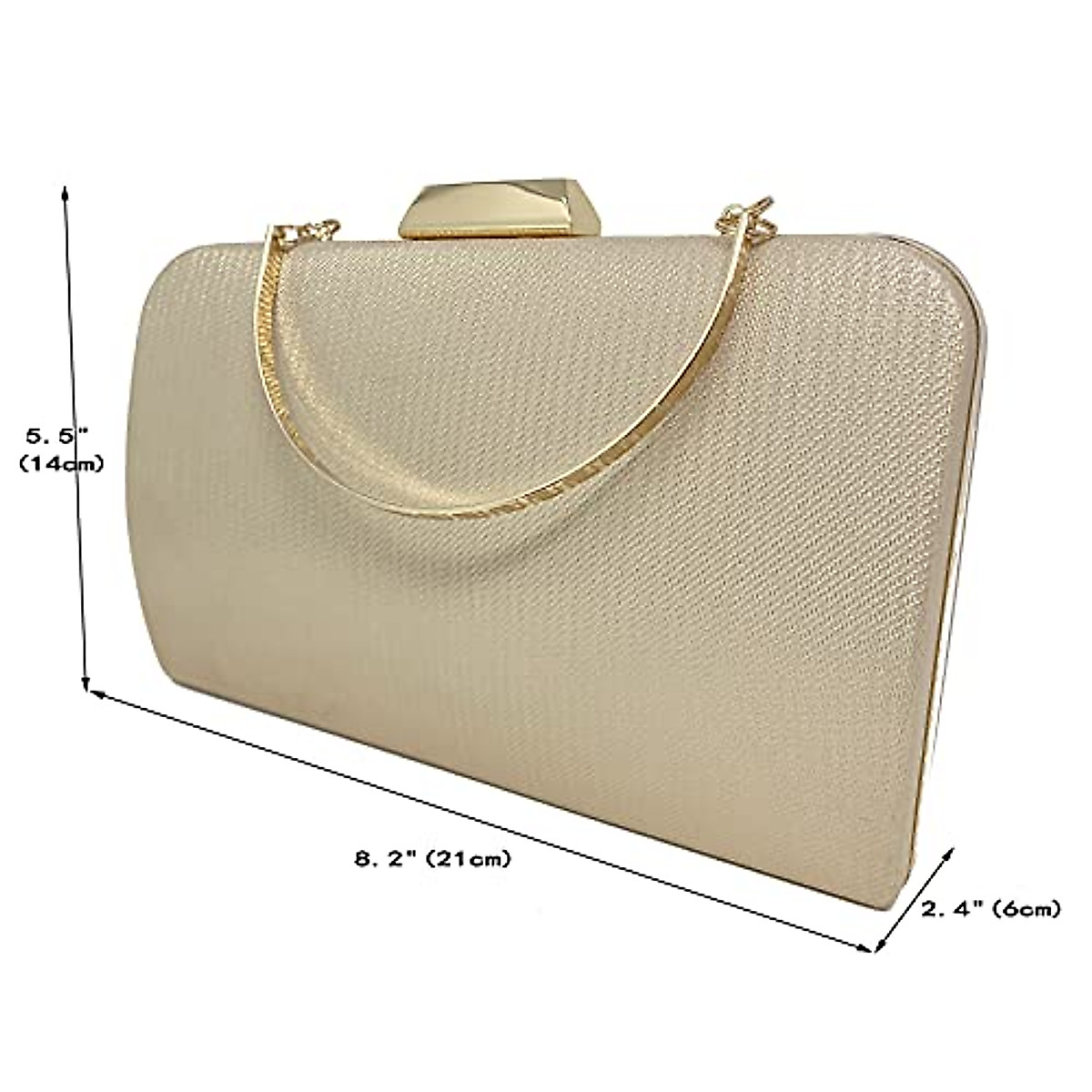 Cirilla Women PU Evening Bag Clutch Purse with Trapezoid lock for Wedding Cocktail Party Banquet (gold)
