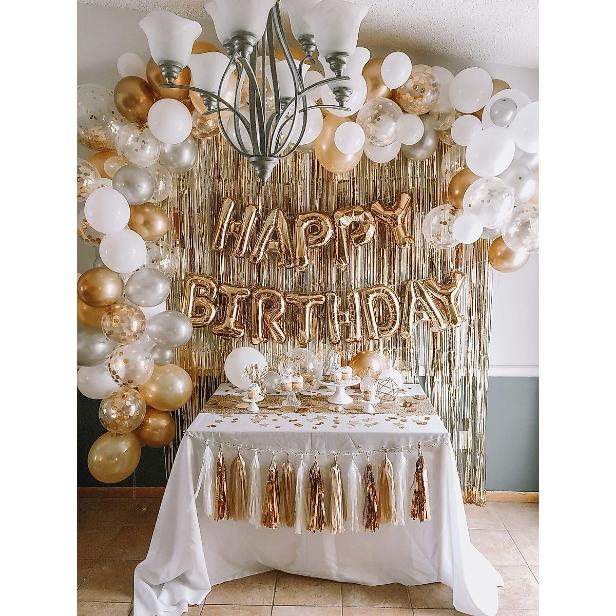 [85 PCS] 16" Gold Letter Number Balloons, Happy Birthday & 2 Sets of A-Z 0-9, Foil Mylar Aluminum Hanging Alphabet for Graduation New Year eve Birthday Party Decorations