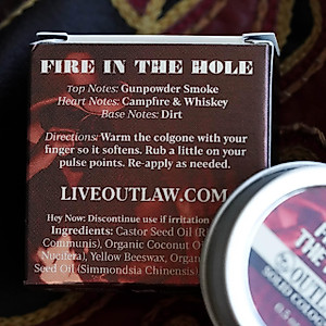 Fire in the Hole Campfire-Scented Solid Cologne - Campfire, Gunpowder, Sagebrush, and Whiskey Scent - Men’s or Women’s Cologne - By Outlaw