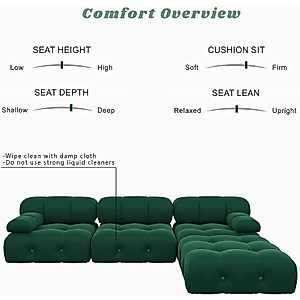 BOKIFOL Sectional Sofa, Modular Sectional Couch with Ottomans- L Shaped Couch for Living Room, 4 Seater Sofa Sets,104"(Green)
