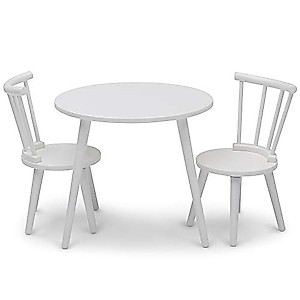Delta Children Homestead Kids Table & 2 Chairs Set - Ideal for Arts & Crafts, Greenguard Gold Certified, Bianca White