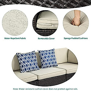 YITAHOME 2-Piece Wicker Patio Loveseat Armless, Outdoor Middle Sofa PE Rattan Wicker Conversation Set Loveseat for Backyard, Balcony and Deck,Black