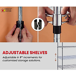 Quantum WR74-2436C-5 Wire Shelving Starter Kit, 36"W x 24"D x 74"H, 600 lbs Capacity, Carbon Steel, Chrome, NSF