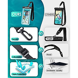 Hiearcool Universal Waterproof Phone Pouch, Waterproof Phone Case Compatible for Cellphone Up to 7.2", IPX8 Cellphone Dry Bag for Vacation-6 Pack