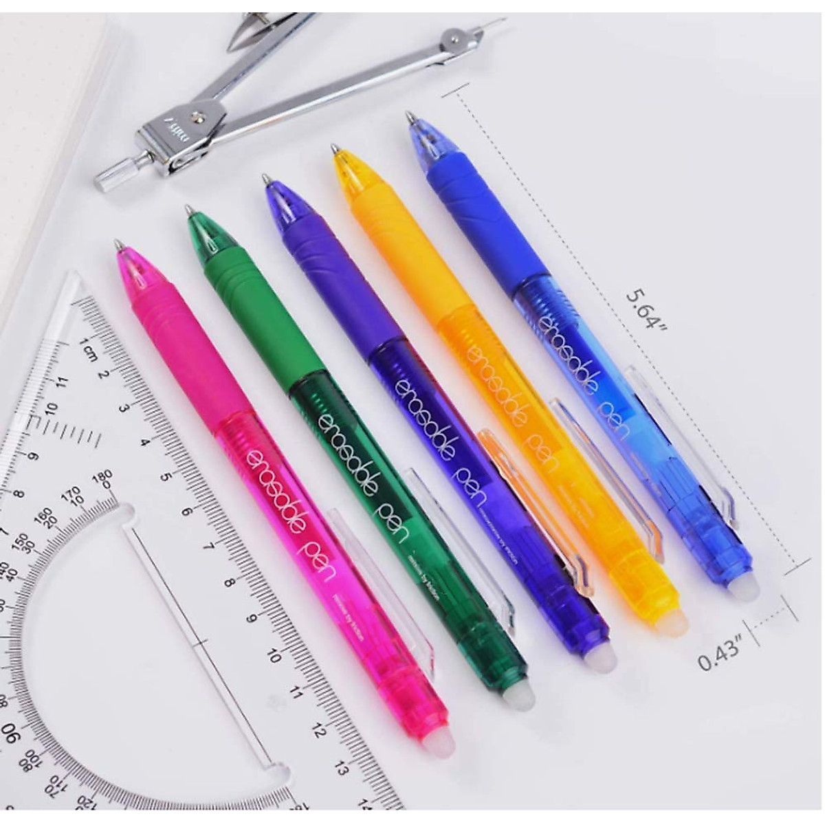 HUALX Erasable Pen Retractable Gel Ink Pens 0.7mm,Drying Rolling Ball Pens with Eraser for Kid Students Adults (8 colors (8 pens + 8 refills)