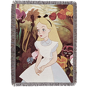 Disney Alice in Wonderland, "Alice in the Garden" Woven Tapestry Throw Blanket, 48" x 60"