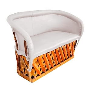 Love Seat Equipal Furniture Handmade By Equipales San Jose White Color Mexican Traditional Style Ideal for your home, house, garden, office, restaurant, hotel, bar, beach, living room, bedroom