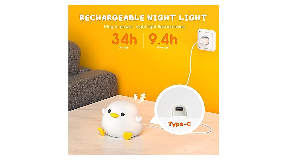 UneeDe LED Cute Bean Duck Night Light for Kids Rooms