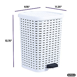 6.8-Gal. Rattan Compact Trash Bin Color: White