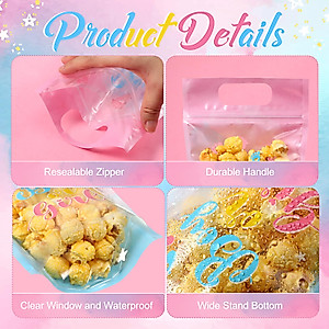 Capoda 50 Pcs Boy or Girl Zip Lock Bags Gender Reveal Sealing Pouches with Handles Blue Pink Baby Shower Plastic Bag for Gender Reveal Party Gift Wrap(Boy or Girl)