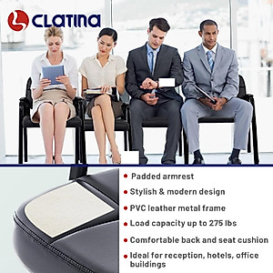 CLATINA Guest Reception Chair, Conference Room Chairs Waiting Room Chairs with Padded Arms Desk Chair No Wheels Leather Office Chair for Office, Office Guest Chairs & Reception Chairs, Set of 1