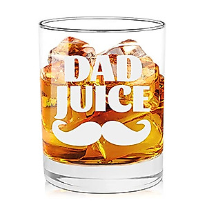 Dad Juice Funny Whiskey Glass Gift for Dad - Novelty Birthday, Fathers Day, Christmas Gift for Dad, Unique Dad Christmas Gift from Daughter, Son, Wife, Kids, Cool Present Ideas for Family Dad, 11 oz