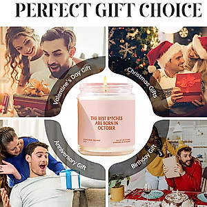 The Best B*tches are Born in October Candle, October Birthday Gift, Custom Candle, Funny Unique Handmade, Zodiac Libra Scorpio Present for Girls, Funny October Birthday Candle Gift for Best Friend