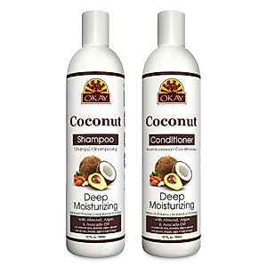 OKAY-Shampoo and Conditioner Coconut Hair Care Set Deep Moisturizing- Set Of 2 X 12 Oz