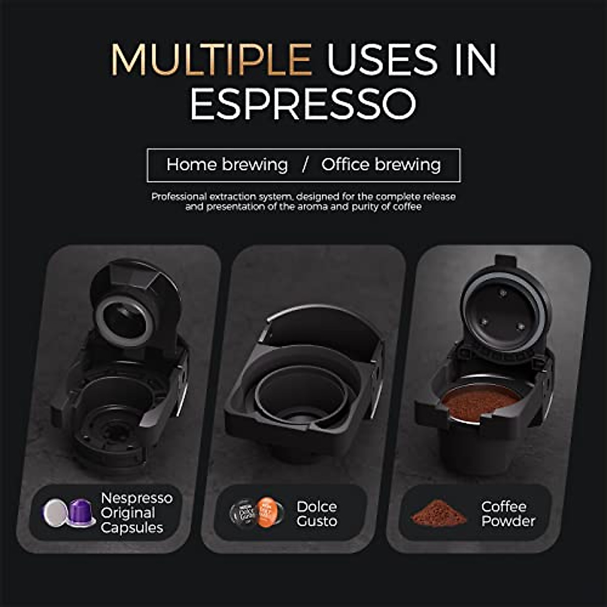 Small Espresso Machine 20 Bar Capsules Maker Compatible for NS Original Capsules/Nescafe Dolce Gusto/L'or Coffee Pods/Coffee Powder with Fast Heating System for Espresso,1450W(Small)