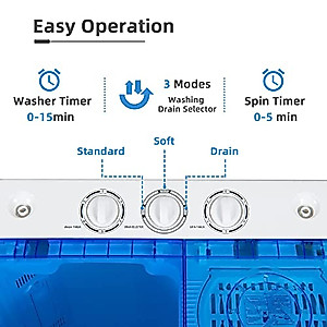 Portable Washing Machine, 2 in 1 Laundry Washer and Dryer Combo, 28lbs Capacity 18 lbs Washing 10 lbs Spinning, Timer Control, Drain Pump, Dorm Apartment Semi-Automatic Twin Tub Mini Washer (blue)
