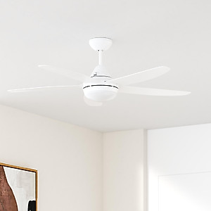 wurzee Ceiling Fans, 48 Inch, Modern Ceiling Fans 3-Speed, Reversible Motor, 24W LED, Dimmable Light, Timing 5 Blades, White Lighting & Ceiling Fans for Dining Room, Kitchen, Garage, Game Room