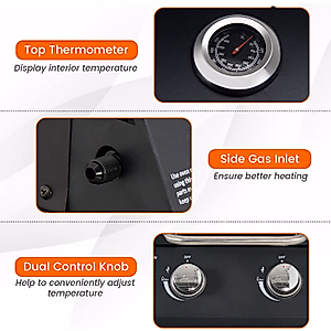 Grill Portable Gas Grill, 20,000 BTU Two Burner Tabletop Barbecue Grill w/Built-in Thermometer, Grease Tray, Waterproof Top Lid, Folding Legs, Compact Propane Grill for Backyard, Camping, Picnic