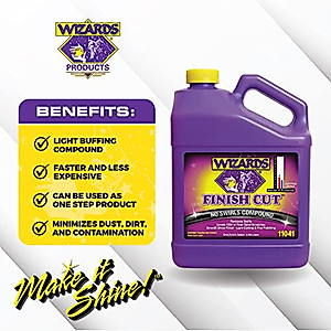 Wizards Finish Cut Buffing Liquid - Cutting Compound & Polish Machine Glaze - Light Cutting and Fine Polishing - 1 Gallon