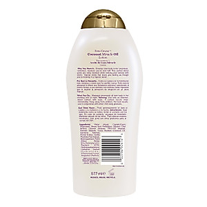 OGX Extra Creamy + Coconut Miracle Oil Ultra Moisture Body Lotion with Vanilla Bean, Fast-Absorbing Lotion for All Skin Types, Paraben-Free and Sulfated-Surfactants Free, 19.5 fl oz