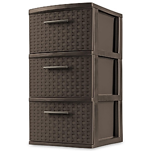 MevUs 3-Drawer Weave Tower, Espresso Organizer Drawer Storage Drawers Cabinet Organizer Drawer Storage Organizer Home Organizer