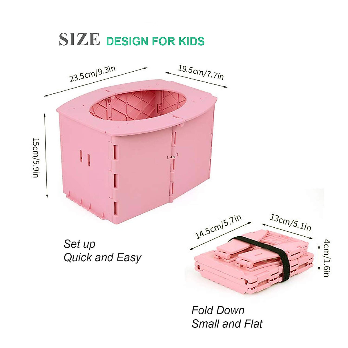 Travel Potty for Kids, Reusable Portable Folding Potty for Toddler, Travel Foldable Toilet for Travel Outdoor Camping, Toddler Potty Seat for Baby Potty Training (Pink) (Pink)