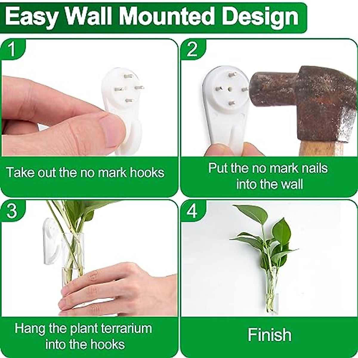SPORTYOUTH 6Pcs Wall Hanging Glass Planter Terrariums Plant Propagation Stations Desktop Tubes, Large Cylinder Bud Vase Container for Hydroponics Plants Air Plants, Home Office Decor Kit