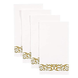 200 Pack Vplus Paper Napkins Guest Towels Disposable Premium Quality 3-ply Dinner Napkins Disposable Soft, Absorbent, Party Napkins Wedding Napkins for Kitchen, Parties, Dinners or Events (Gold)