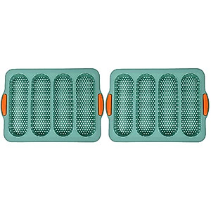 UPKOCH Bake s 2 Pack Silicone Bread Baking Mold Nonstick Baking Pan Baking Tool Kitchen Gadget, Green Silicone Mold French Bread Baking Pan