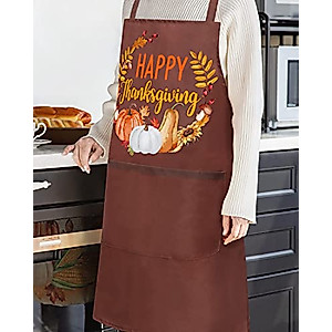 Thanksgiving Apron Mitt and Pot Holder Thanksgiving Kitchen Gift Set Happy Thanksgiving Fall Turkey Cooking Chef Adjustable Baking Apron Funny Housewarming Friendsgiving Wedding Gifts for Women