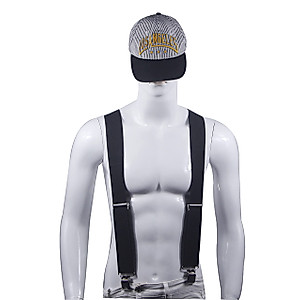 Doloise Men's Suspenders X Back 2 Inches Wide with Extra Heavy Clips Adjustable Braces for Men Suspender(Black)