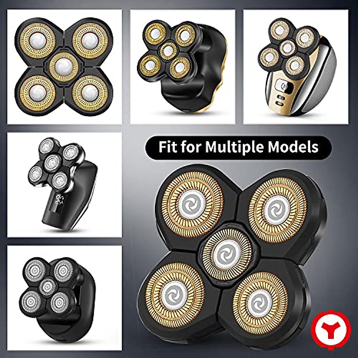 Roziaplus 5D Electric Shavers Replacement Heads Bald Replacement Heads Razor Blades Electric Replacement Heads for Electric Razors Head Shaver Replacement Blade Bald Head Shavers for Men