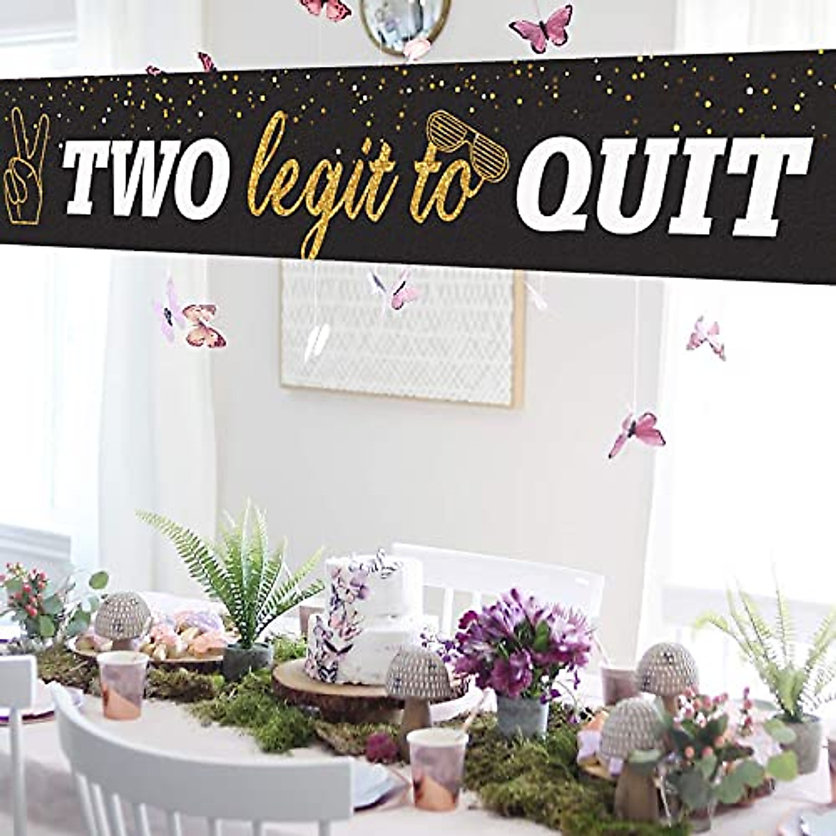Two Legit To Quit 2nd Birthday Banner - Large Party Backdrop