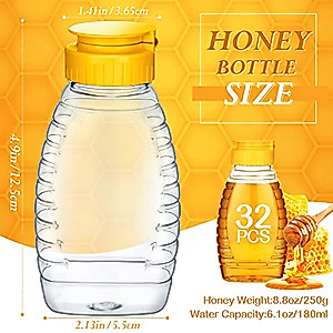 32 Pcs 8.8 oz Clear Plastic Honey Jar Empty Honey Bottles with Caps Refillable Honey Containers Leakproof Honey Squeeze Bottle Honey Bottle Container Holder with Flip Lid for Storing Dispensing Yellow